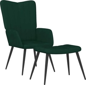 Relaxační křeslo se stoličkou tmavě zelené samet 327690