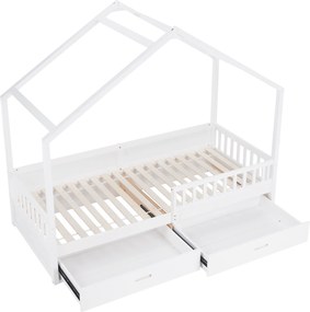 Montessori postel, 90x200, bílá, masiv, BIANKA