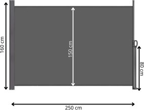 Boční výsuvná markýza 250x160 cm SPRINGOS AW0001 antracitová