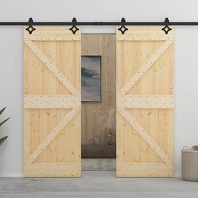 Posuvné dveře se setem kování 100 x 210 cm masivní borové dřevo