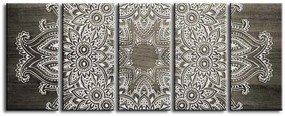 Obraz Mandala na dřevě Grey Velikost (šířka x výška): 150x60 cm