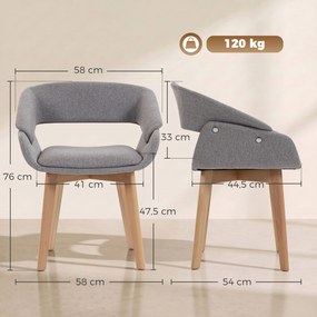 HOMCOM sada 2 ergonomických jídelních židlí světle šedá