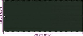 Balkónová zástěna tmavě zelená 120 x 300 cm HDPE 310976