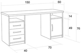 BRADOP Psací stůl JAMES UNIVERZÁLNÍ C065