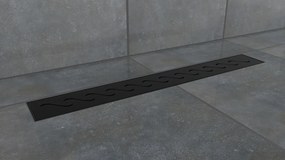 W-DRAINWELL 70 Black Odtokový podlahový žlab, vlnky