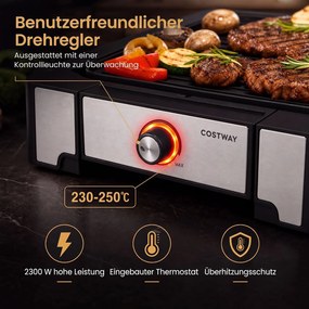 Costway Elektrický gril 2300 W stolní gril s plynulou regulací teploty