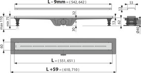 ALCA Podlahový žlab s nerezovým okrajem pro perforovaný rošt APZ18-650M