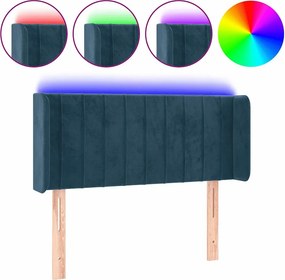 Čelo postele s LED tmavě modré 103 x 16 x 78/88 cm samet 3123520