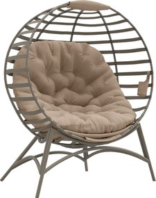 Outsunny papasan zahradní židle 2 koše polštáře oválné lounge křeslo skládací balkon terasa písek hnědá ocel 118x75x139cm