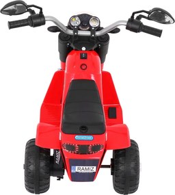 Ramiz Dětská bateriová motorka MiniBike červená + zvuky + LED světla + ekokůže