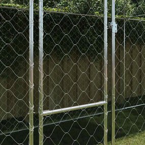 Psí klec s střechou Stříbrná 800 x 200 x 256 cm Ocel a PE 3368305