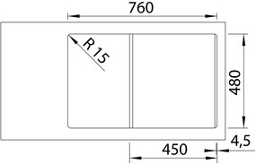 Blanco Adira 45 S, silgranitový dřez 780x500x200 mm, 1-komorový, tartufo, BLA-527591