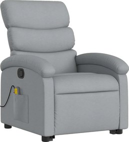 Zvedací masážní polohovací křeslo světle šedé textil 3203990