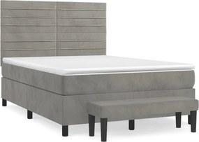 Box spring postel s matrací světle šedá 140x190 cm samet 3137899