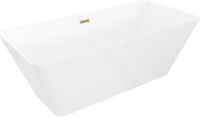 Mexen Velo Slim volně stojící vana 170 x 75 cm, bílá, přepad zlatý - 52811707500-50