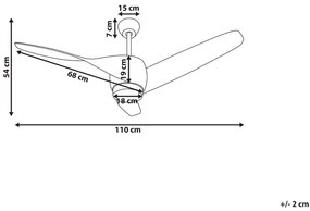 Stropní ventilátor se světlem hnědý PARIA Beliani