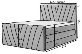 Dvojlůžko boxspring CANDICE - Velvetmat 24 - 180x200cm
