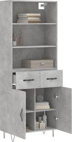 Skříň highboard betonově šedá 69,5x34x180 cm kompozitní dřevo 3200549