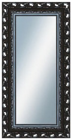 DANTIK - Zarámované zrcadlo - rozměr s rámem cca 50x100 cm z lišty ROKOKO černá lesklá (2632)