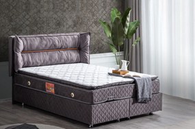 Antracitově šedá postel s čelem a ortopedickou matrací s přistýlkou Barcelona, 160x200 (lze zakoupit maximálně 2 kusy)