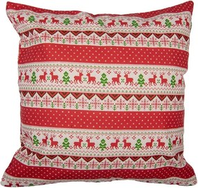 Červený povlak na polštář s jeleny Christmas Rustic - 44*44 cm