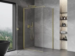 Mexen Mist-B, 1-křídlý ​​výklopný sprchový kout 80 x 100 cm, čiré sklo, zlatý matný profil, 8A2T-080-100-55-00
