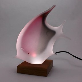 Skleněná lampa - ryba LF, LOVE - růžová a kouřově černá, 22 cm | České sklo od Artcristal Bohemia