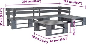4dílná zahradní sedací souprava z palet dřevo šedá 276316