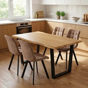 Vikio Jídelní set pro 4 osoby 160x90 cm dub noha U béžová židle VJS156-4BE-S
