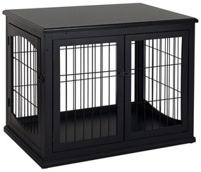 PawHut bouda pro psy, klec pro malá zvířata, MDF kov, černá, 81x58,5x66 cm| Aosom