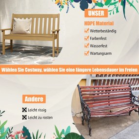 Costway Zahradní lavička odolná proti povětrnostním vlivům vyrobená z HDPE