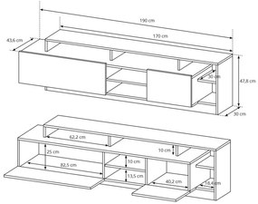 Obývací stěna ALVA | sestava A | dub kraft zlatý/antracit
