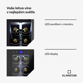 Klarstein Shiraz 18 Slim Uno, lednice na víno, 18 lahví, 5 - 18 °C, dotykové ovládání