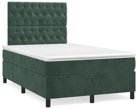 Box spring postel s matrací tmavě zelená 120x190 cm samet
