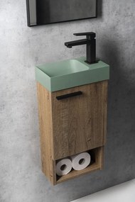 Sapho Sapho, PICCOLINO betonové umyvadlo 30,8x17cm, baterie vpravo, zelená mat, PK30523