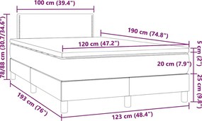vidaXL Box spring postel s matrací a LED 120 x 190 cm samet [3270149] Barva: Tmavě šedá