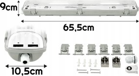 LED hermetické svítidlo 60cm 18W 1900lm 6500K - studená bílá
