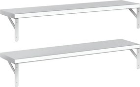 Nástěnné police 2 ks 100 x 23,5 cm stříbrné nerezová ocel 3214504
