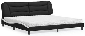 Postel s matrací Hvar černá a bílá 200 x 200 cm umělá kůže 3208750