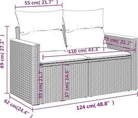 vidaXL 7dílná zahradní sedací souprava s poduškami polyratan [3226228] Barva: Šedá