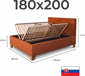 Postel čalouněná ZINNA + lamelový rošt + matrace EMI