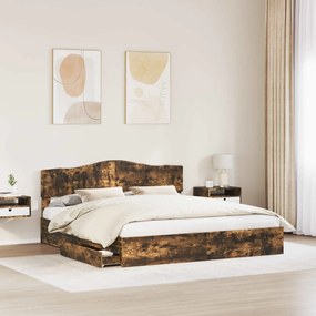 Postel s úložným prostorem se zásuvkou Kouřový dub 180 x 200 cm 3413072