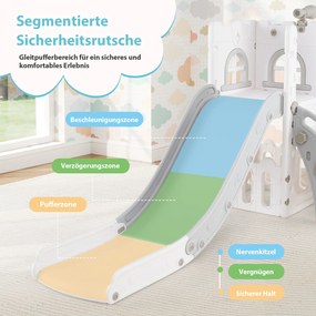 Costway Dětská skluzavka 6 v 1 s košem a teleskopem, šedá