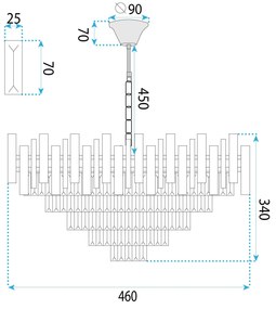 Toolight Závěsné LED osvětlení Crystal Modern D15 G051-CP 50CM chrom