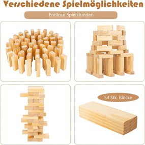 Costway 54 Bloky z borovicového dřeva Darn tower game stavebnice hra
