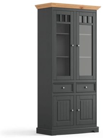 Massive home | Velká grafitová vitrína 2D z masivu Belluno Elegante s borovicovou deskou