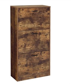 Skříň na boty se 3 sklápěcími dveřmi, 60x24x120 cm rustikální hnědá