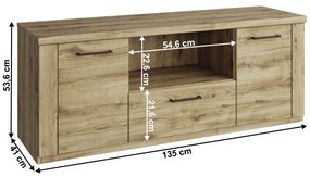 Kondela TV stolek 2D1S/135, dub navarra, DORSI