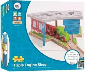 Bigjigs Rail Trojité depo s vraty / od 3 let