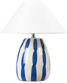 Keramická stolní lampa světle béžová/ modrá LUCHETTI Beliani